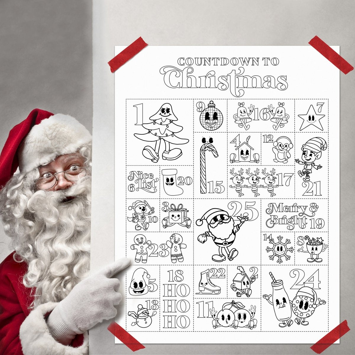 christmas countdown calendar coloring page